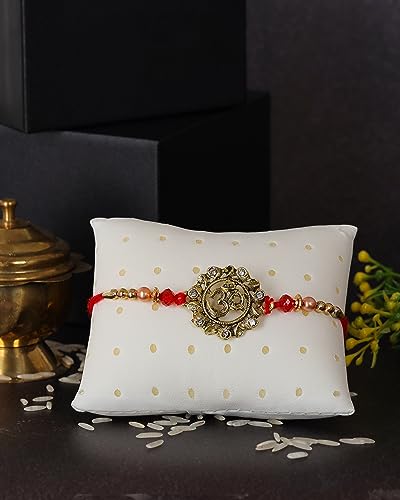 CHERKRAFT Rakhi Thread for Brother Men/Boy - Designer Rakhi with OM Symbol for Rakshabandhan (Pack of 1) (Design 2)
