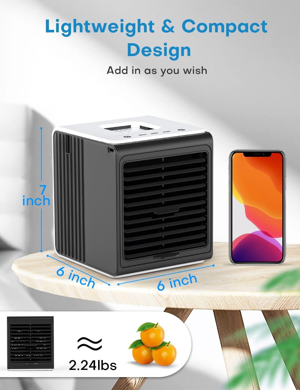CENSTECH 3-IN-1 Mini Air Conditioner with Remote, Top Splash-Proof Design, 3 Speeds Small Portable Air Conditioner, Large Capacity Tank Personal Air Conditioner, Desk Air Conditioner for Office Room