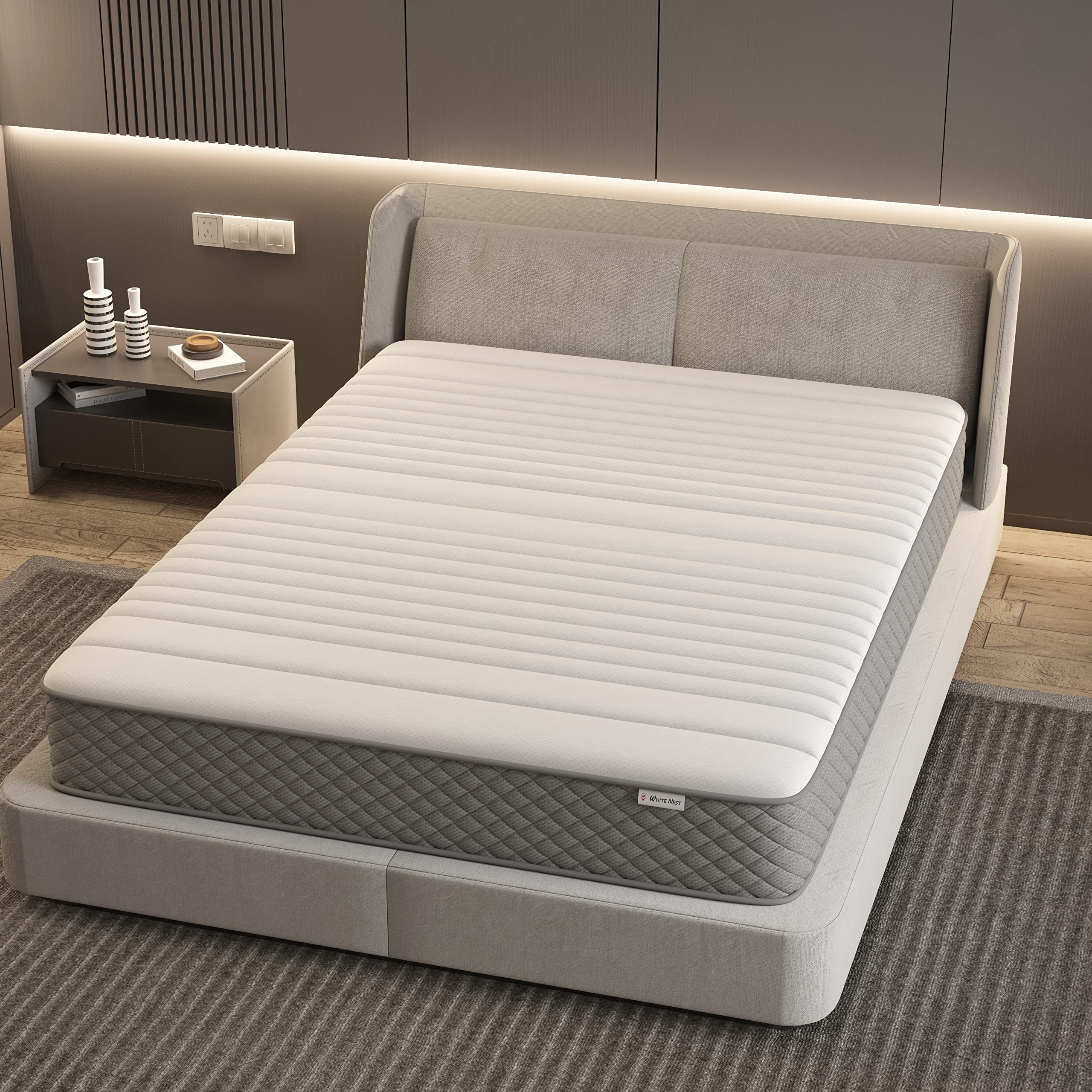 WHITE NEST Queen Mattress, 10 Inch Memory Foam Mattress with Innerspring Hybrid Mattress in a Box Pressure Relief & Supportive Queen Size Mattress(Queen)
