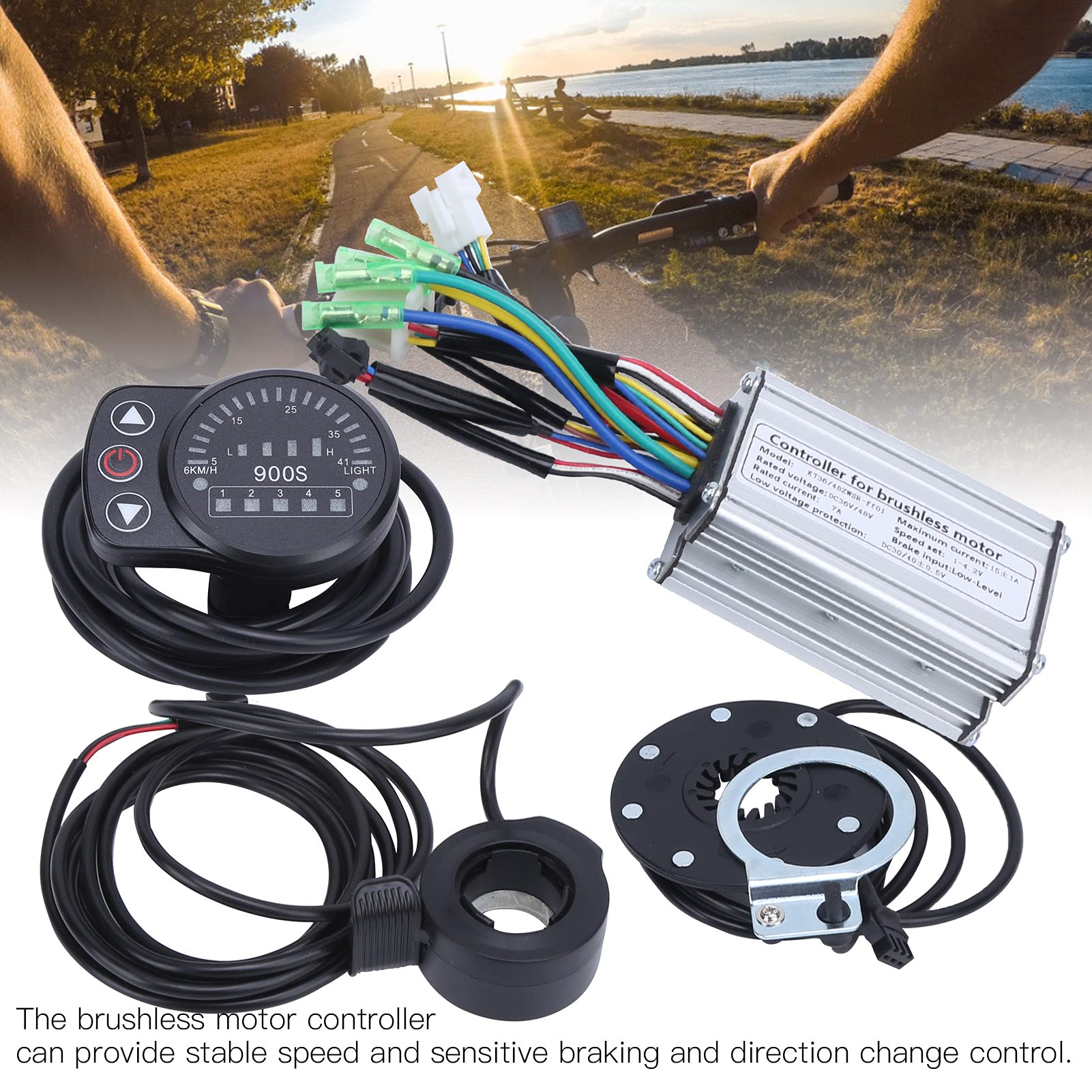 Bnineteenteam Electric Controller Kit, E-Bike 36V / 48V 250W Motors Brushless 7A Controller with β900S LED Panel Kit for DIY Electric Electric Modification Accessories