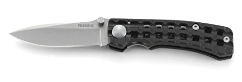 CRKT Ruger Go-N-Heavy Compact EDC Folding Knife with Sheath: Heavy Duty Outdoor, Everyday Carry, Plain Edge Blade, Thumb Stud, Liner Lock, Aluminum Handle, Nylon Sheath R1803