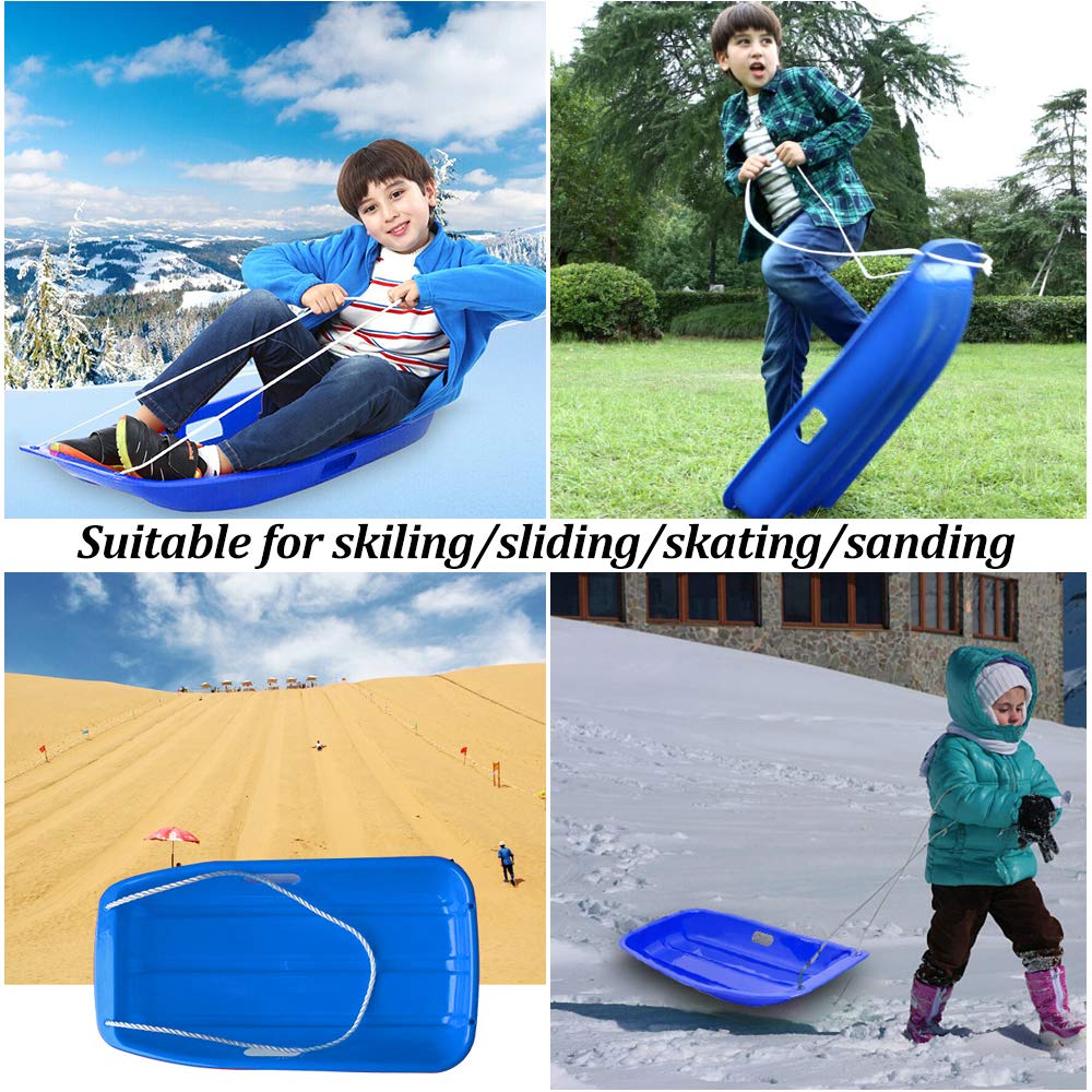 Atalawa Snow Sleds Toboggans, Sledges & Toboggans Heavy Duty Sledge Toboggan Sleigh Sled Plastic Unisex Ski Fun Board, 1 Pack Blue
