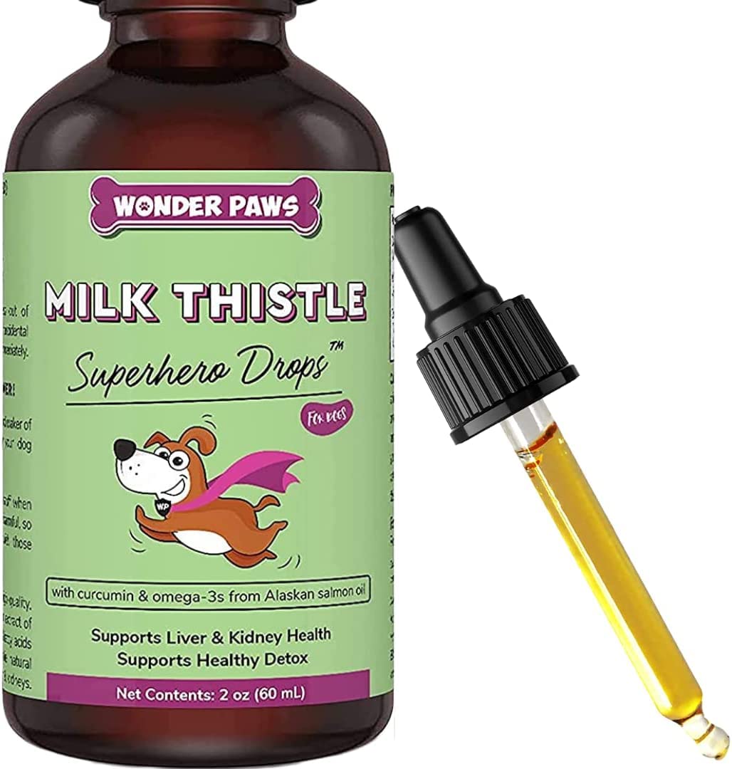 WONDER PAWS Liquid Glucosamine Drops Plus Milk Thistle Drops - for Dog Joint Health, Mobility Support, Liver, Detox & Overall Wellness β Liquid Glucosamine 16 Ounces - Milk Thistle 2 Ounces