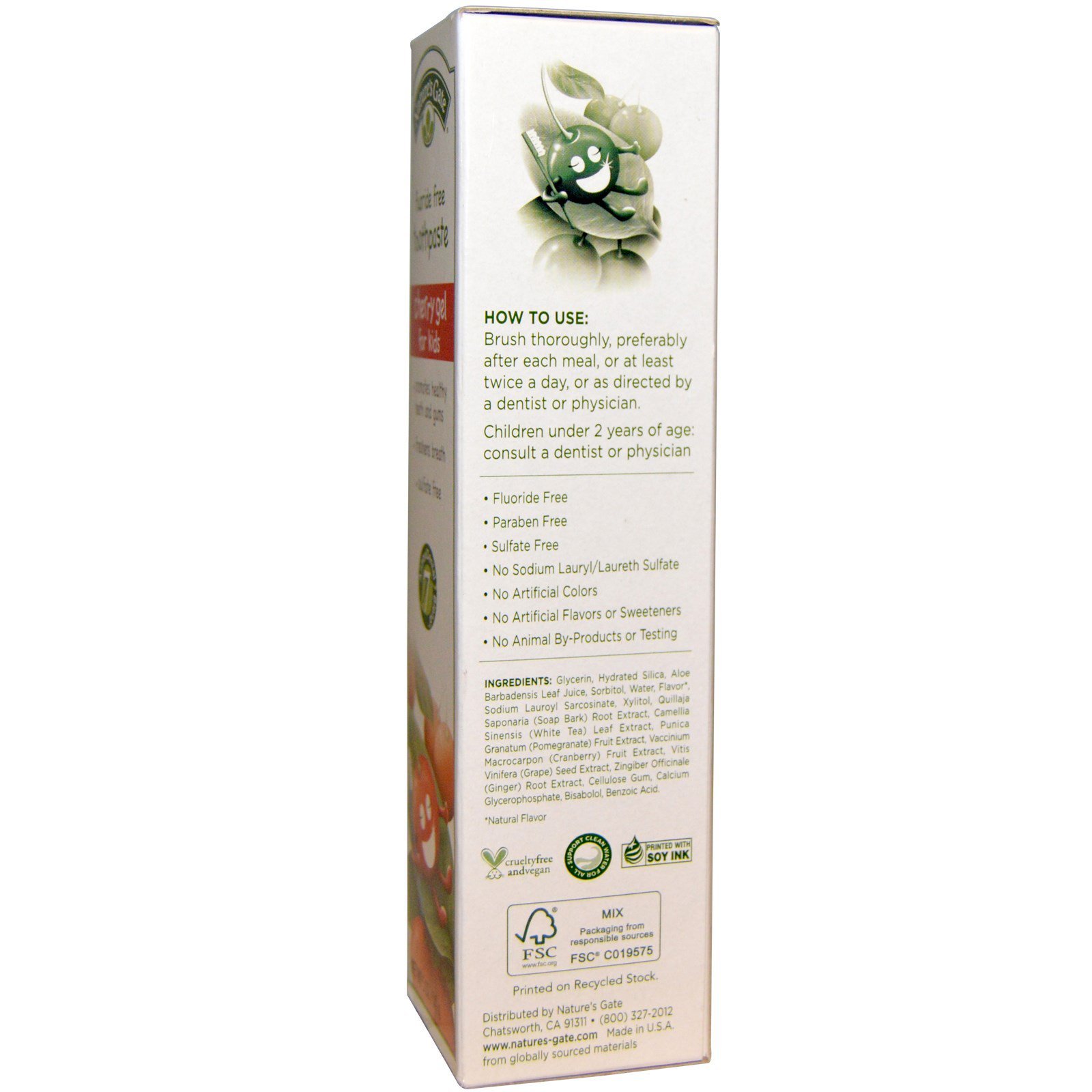 Natures Gate Toothpaste Gel, 5 Ounce - Cherry for Kids