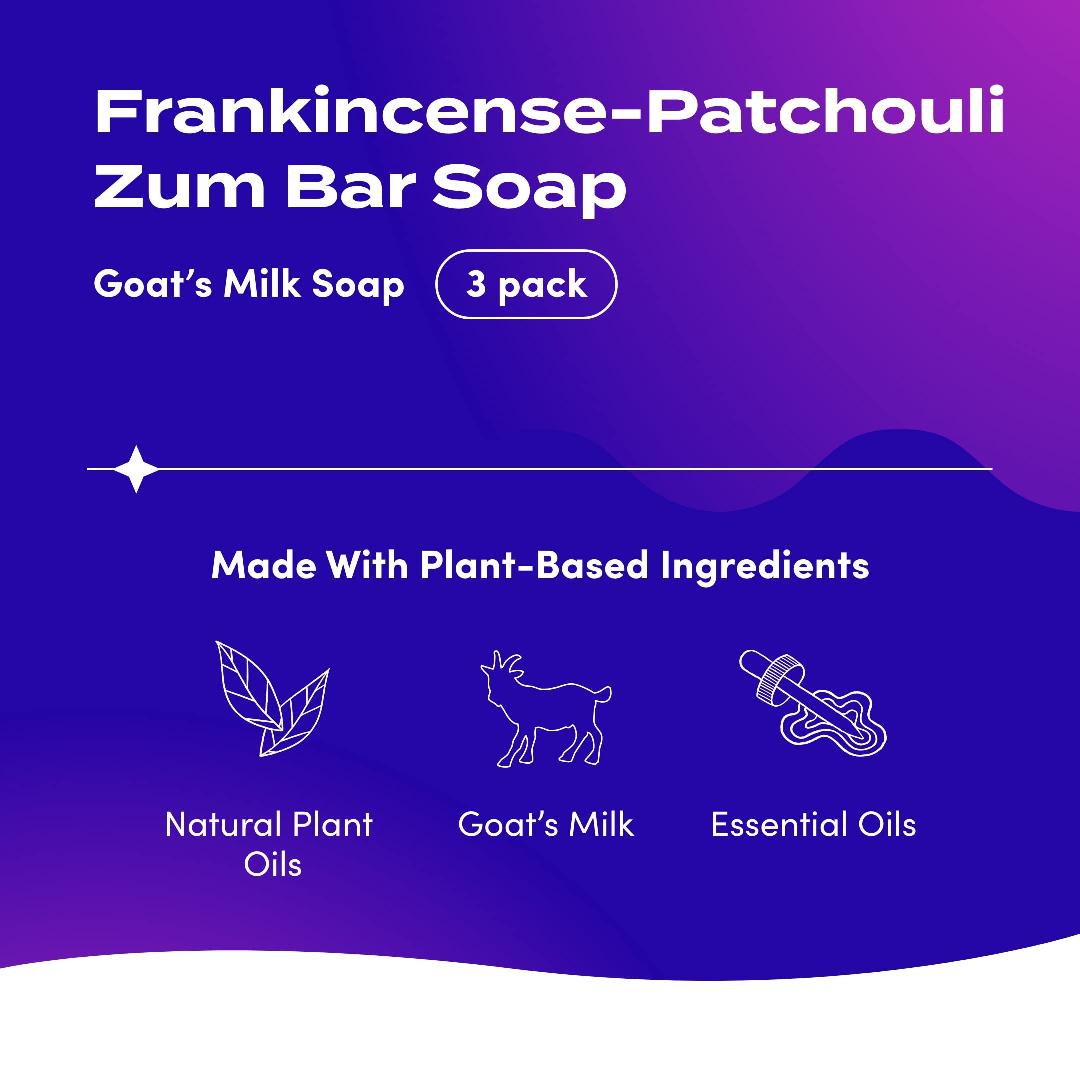 Zum Bar Goat's Milk Soap - Earth and Sea Blends - Frankincense and Myrrh, Sea Salt, Patchouli-Orange, Cedar - 3 oz (4 Pack)