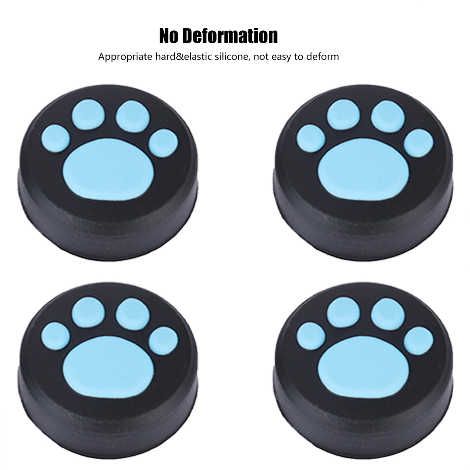 Hakeeta 4 PCS Replacement Cute Cat's Paw Silicone Controller Joystick for PS3/PS4 Thumb Stick Joystick Grips for Switch Pro/PS4/PS3/ONE/360 Handle 4 Colors (Blue)