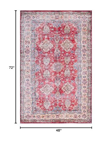 SAFAVIEH Tucson Collection Accent Rug - 4' x 6', Rust & Beige, Persian Design, Non-Shedding Machine Washable & Slip Resistant Ideal for High Traffic Areas in Entryway, Living Room, Bedroom (TSN196P)