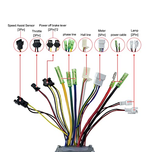 Diydeg Electric Bike Conversion Kit, 36V/48V 250W/350W Brushless Motor Controller LED Panel Kit with Thumb Throttle & Speed Assist Sensor, Waterproof EBike Conversion Kit for Electric Bicycle