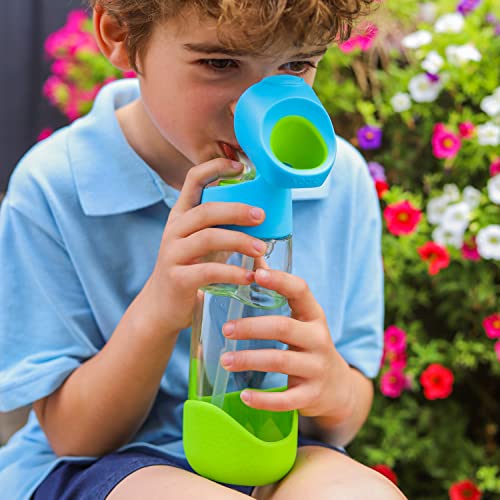 b.box 20oz Tritan Straw Bottle | Large, Modern Water Bottle with Flip Straw for Kids | Spill Proof, BPA Free (Emerald Forest, 20 oz)