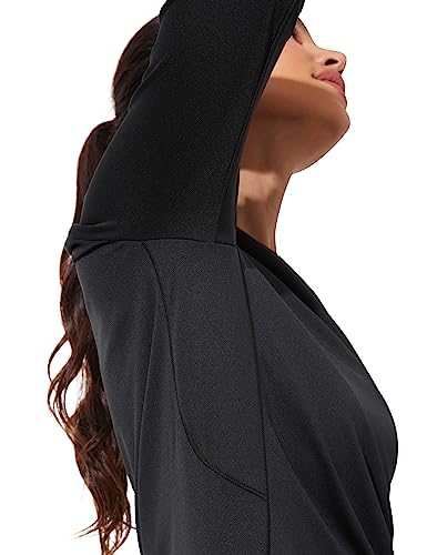 CRZ YOGA Womens UPF 50+ Sun Shirts Long Sleeve UV Protection Workout Tops Lightweight Quick Dry Outdoor Hiking Running Shirts Black Medium