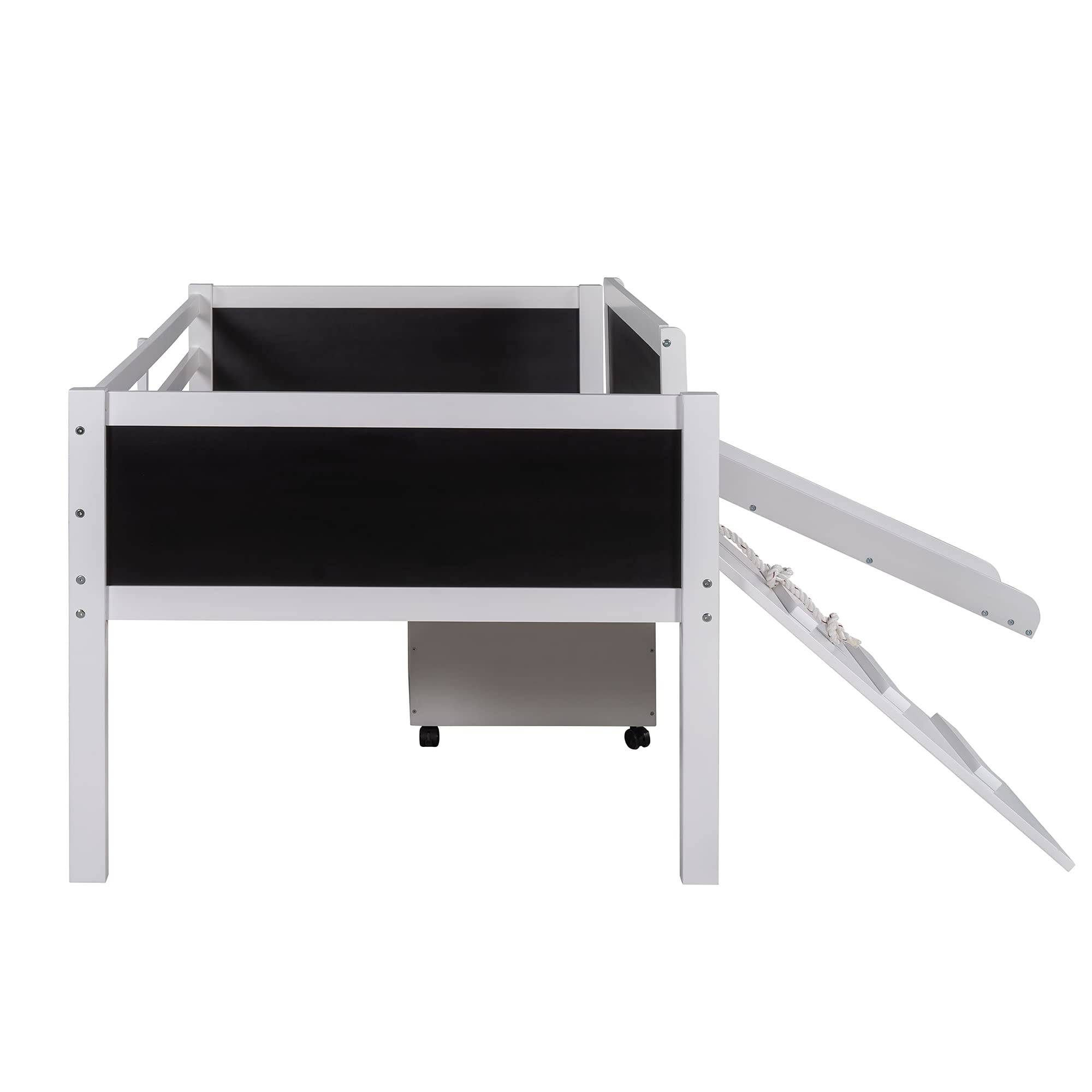 GLCHQ Multifunctional Design Kids Loft Bed with Slide for Boys & Girls Bedroom (White, Twin)