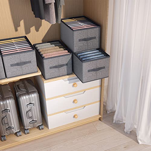 CSKB Wardrobe Clothes Organizer,5Pcs Drawer Organizers for Clothing, 6/7/9 Grids Stackable Dividers Closet Drawer Organizer with Built-in PP Board for Clothing Jeans,Pants, Sweaters,Hoodies