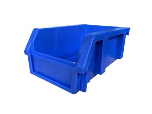 DJC Supply Blue Extra Small 3.5" X 5.2" X 2.1" Heavy Duty Thermoplastic Storage Bin, Stackable, Hangable, Side Connect (2 PACK)
