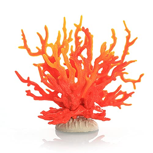 EastVita Artificial Aquarium Plants, Simulation Silicone Ornament Artificial Coral Sea Tree Aquarium Fish Tank Landscaping Decoration Yellow red