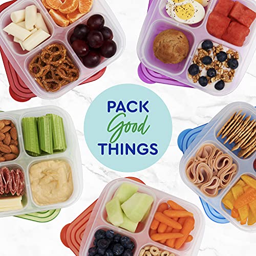 EasyLunchboxes® - Bento Snack Boxes - Reusable 4-Compartment Food Containers for School, Work and Travel, Set of 10, (Classic)
