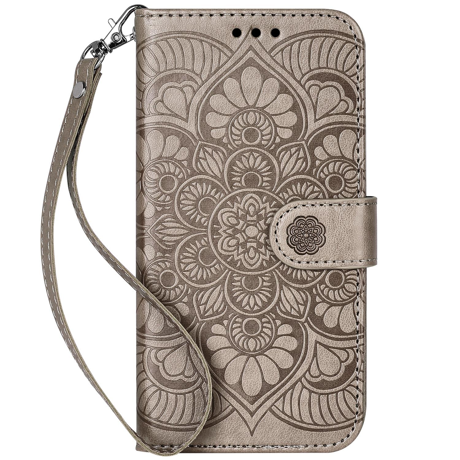 Ateeky iPhone 15 Wallet Case,[Stand Feature] Protective PU Leather Flip Cover with Credit Card Slot [Magnetic Closure] for iPhone 15 (Gray)