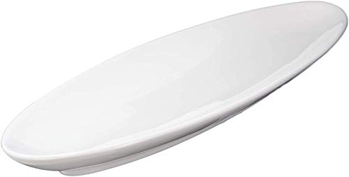 Ebros Kitchen Dining Modern Contemporary Sleek Design Natural White Porcelain Oval Plates Serving Platters Restaurant Supply Dishwasher And Microwave Safe Serveware (2, 16"Long)