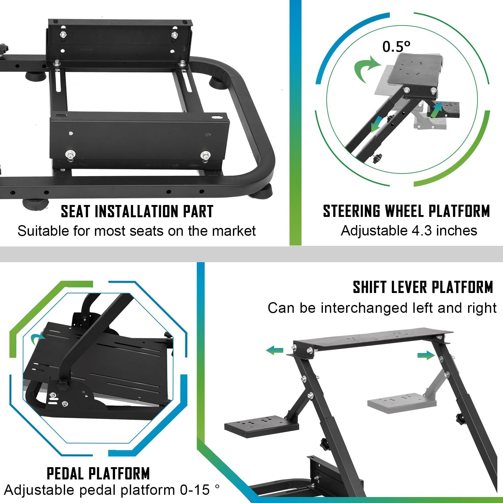 Hottoby Foldable Racing Simulator Cockpit Stand with Red Seat Fit for Logitech/Thrustmaster G25,G27,G29,G920,G923&T300RS,TX,T80,Multi-Angle Adjustment Sim Cockpit racing wheel,No Steering Wheel,HandBr