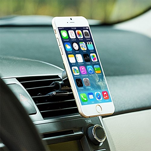 Premium Quality Magnetic Car Mount AC Air Vent Holder for iPhone 7 6 6S, Plus, SE, 5S 5C 5 4S (All Carriers Including AT&T, T-Mobile, Sprint, Verizon, Straight Talk, Unlocked)