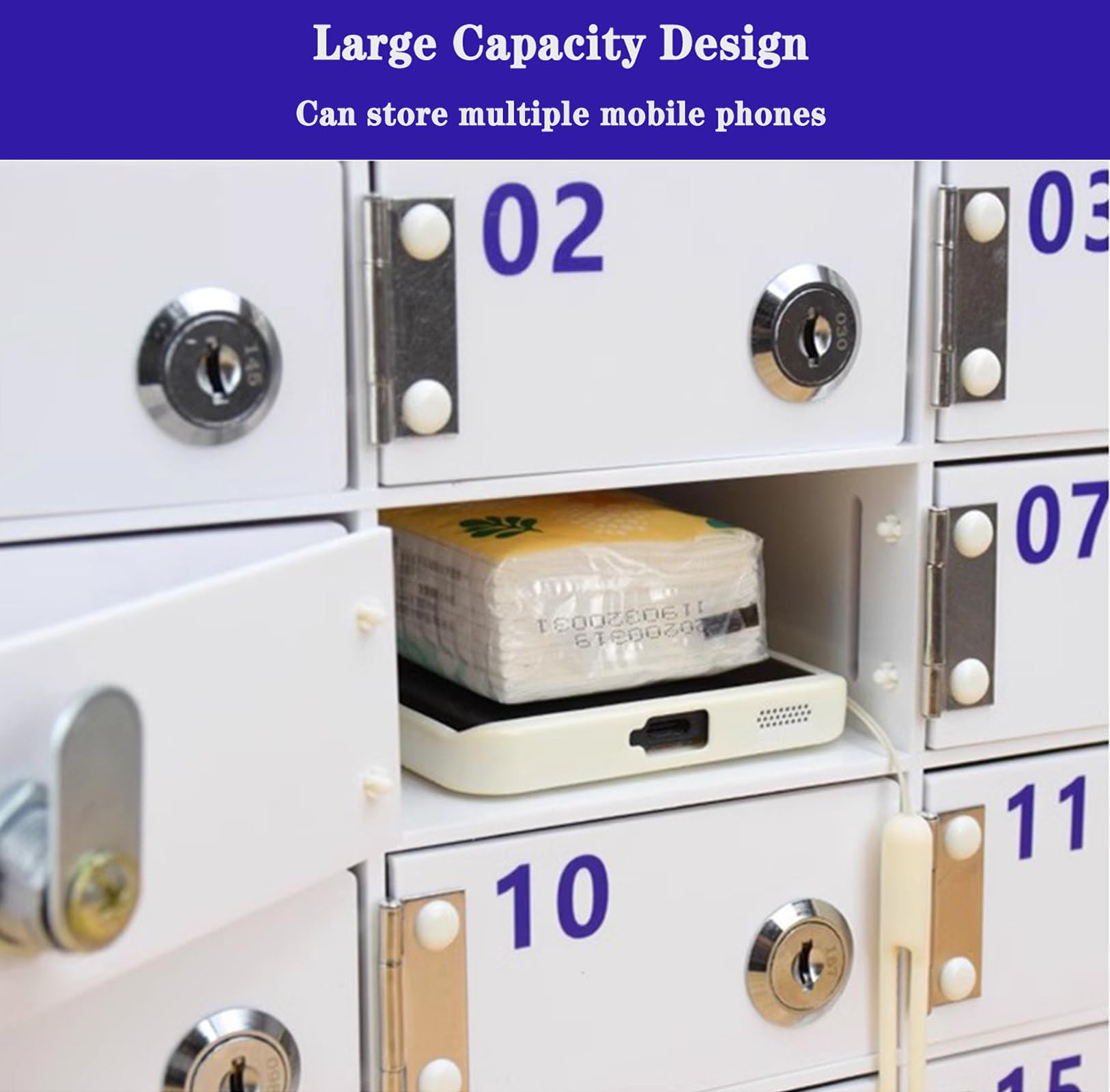 BatanE Acrylic Cell Phones Storage Cabinet, Cell Phone Locker Box with Door Locks and Keys, Wall Mounted Phone Lock Box, Classroom Phone Organizer for Office School Classroom Factory,15Slots