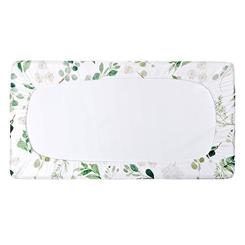 Stretchy Changing Pad Cover β Ultra Soft Diaper Changing Pad Table Sheets for Girls Boys Pure Cotton Safe and Snug Cradle Sheets Machine Washable Fit 32"/34'' x 16"Pad (Green Leaf)