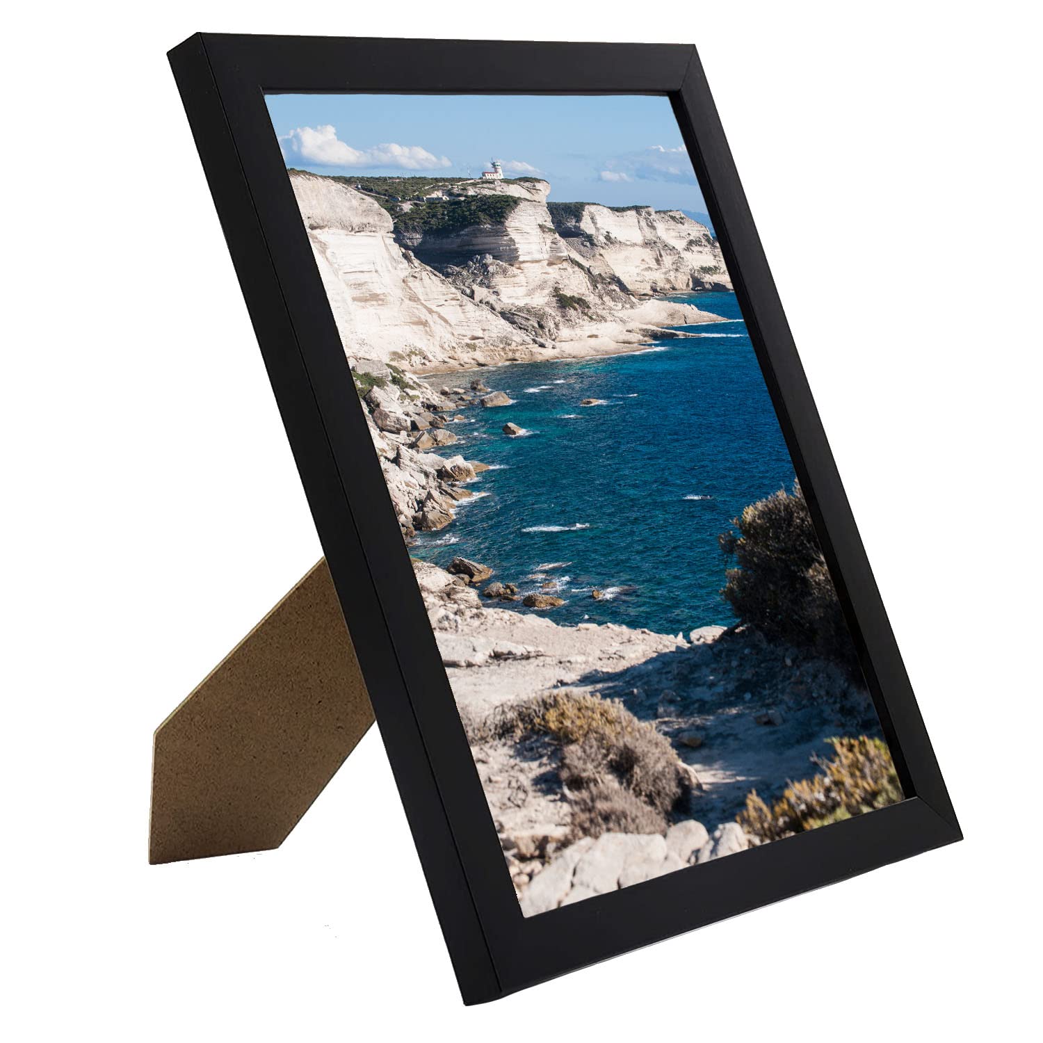 BOANKODU 11x14 Picture Frame Set of 2, Made of High Definition Transparent Plastic for 8x10 with Mat or 11x14 Without Mat, Wall Mounting Photo Frame, Black