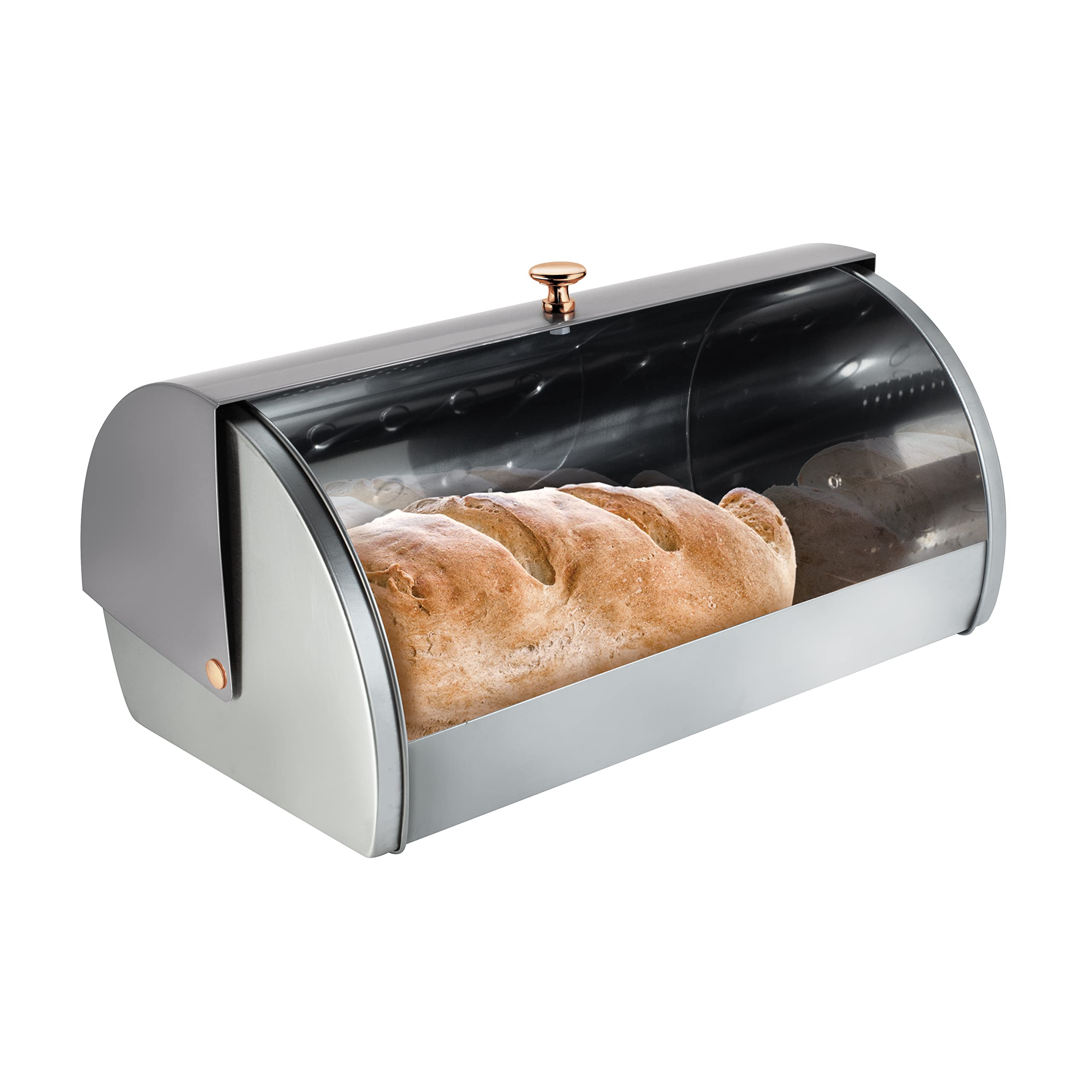 Berlinger Haus Stainless Steel Bread Box for Kitchen Countertop and Kitchen Knife Set with Block 8 Piece, Silver