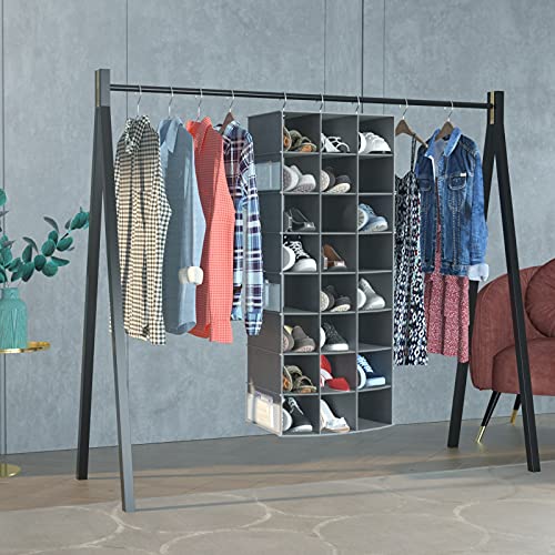 coastal rose Hanging Shoe Organizer for Closet, 24 Sections Shoe Holder Hanger Rack, Space-saving Shoe Organizers and Storage, Grey