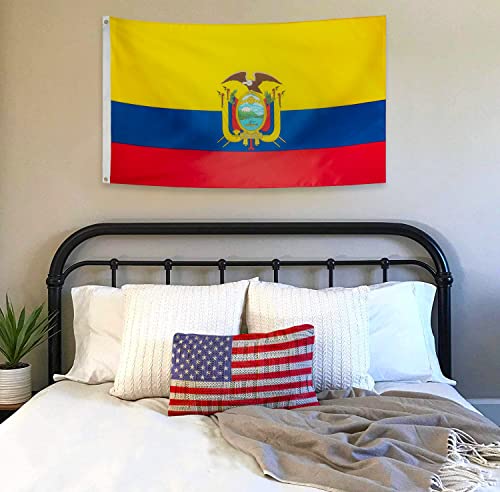 DANF Ecuador Flag 3x5 Foot Polyester Ecuadoran National Flags Polyester with Brass Grommets 3 X 5 Ft
