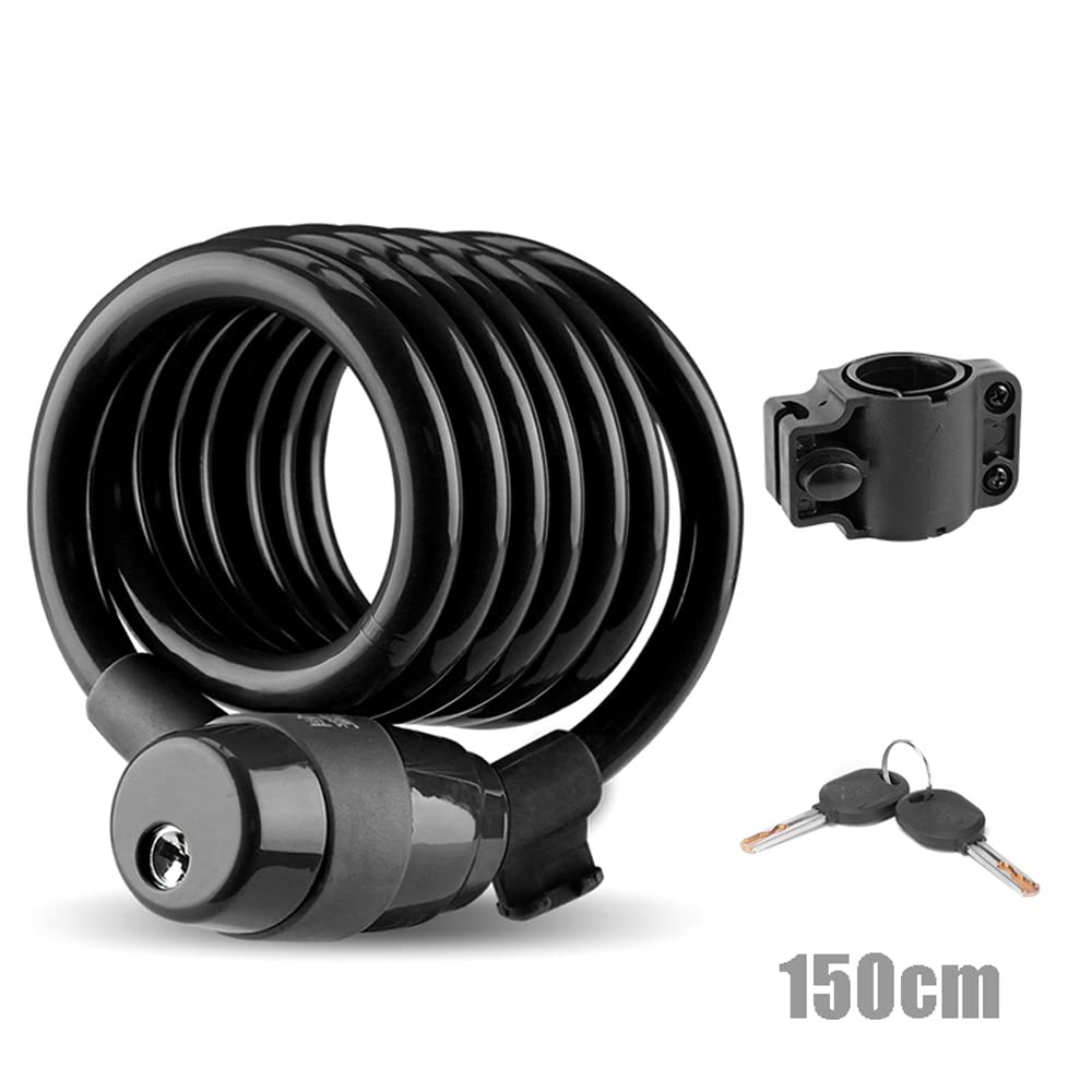 AZPINGPAN 150cm Self-Rolling Bicycle Lock丨Built-in Dust Cover Copper Lock Core Anti-Theft Steel Cable Chain Lock丨Outdoor Portable Mountain Road Motorcycle Fixing Accessories