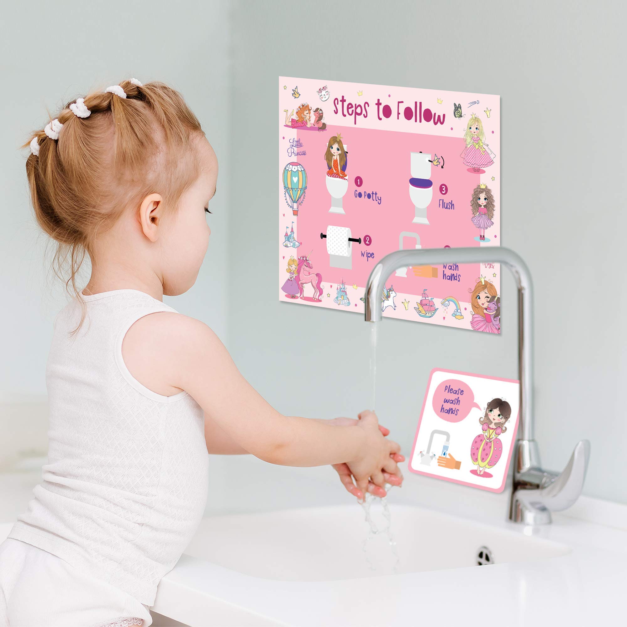 ATHENA FUTURES Potty Training Timer Watch with Flashing Lights and Music Tones Unicorn Pattern and Potty Training Chart for Toddlers - Princess Design - Sticker Chart, 4 Week Reward Chart