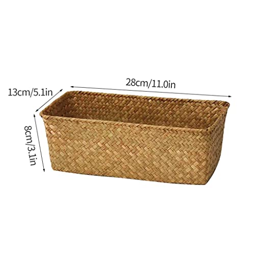 DLOETT Hand Woven Storage Basket Desktop Storage Box Grocery Storage Box Cosmetic Container Storage Box