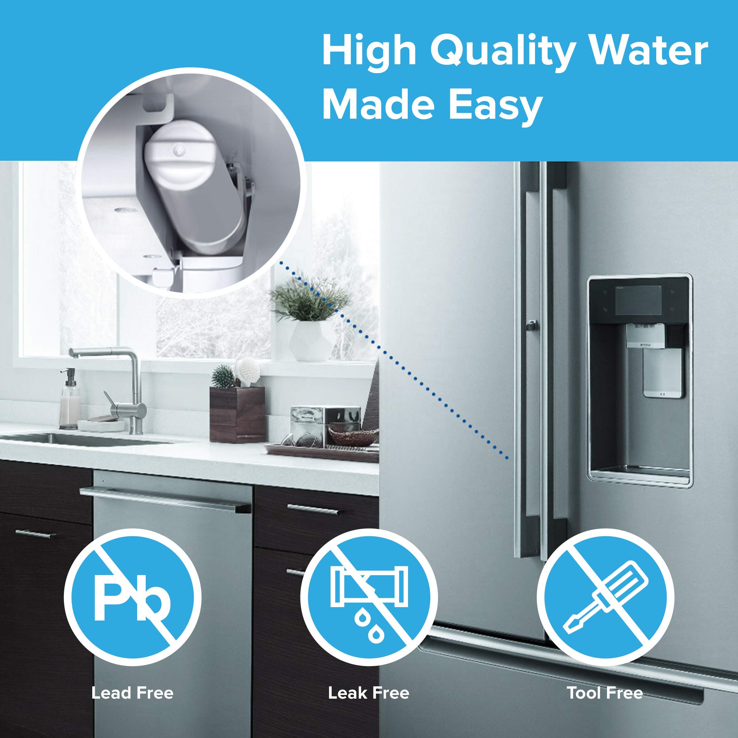 Brio GSWF Refrigerator Water Filter, Compatible with GE GSWF Smart Water 238C2334P001, Kenmore 46-9914, 469914, 9914, NSF 42, 53, 372 & 401