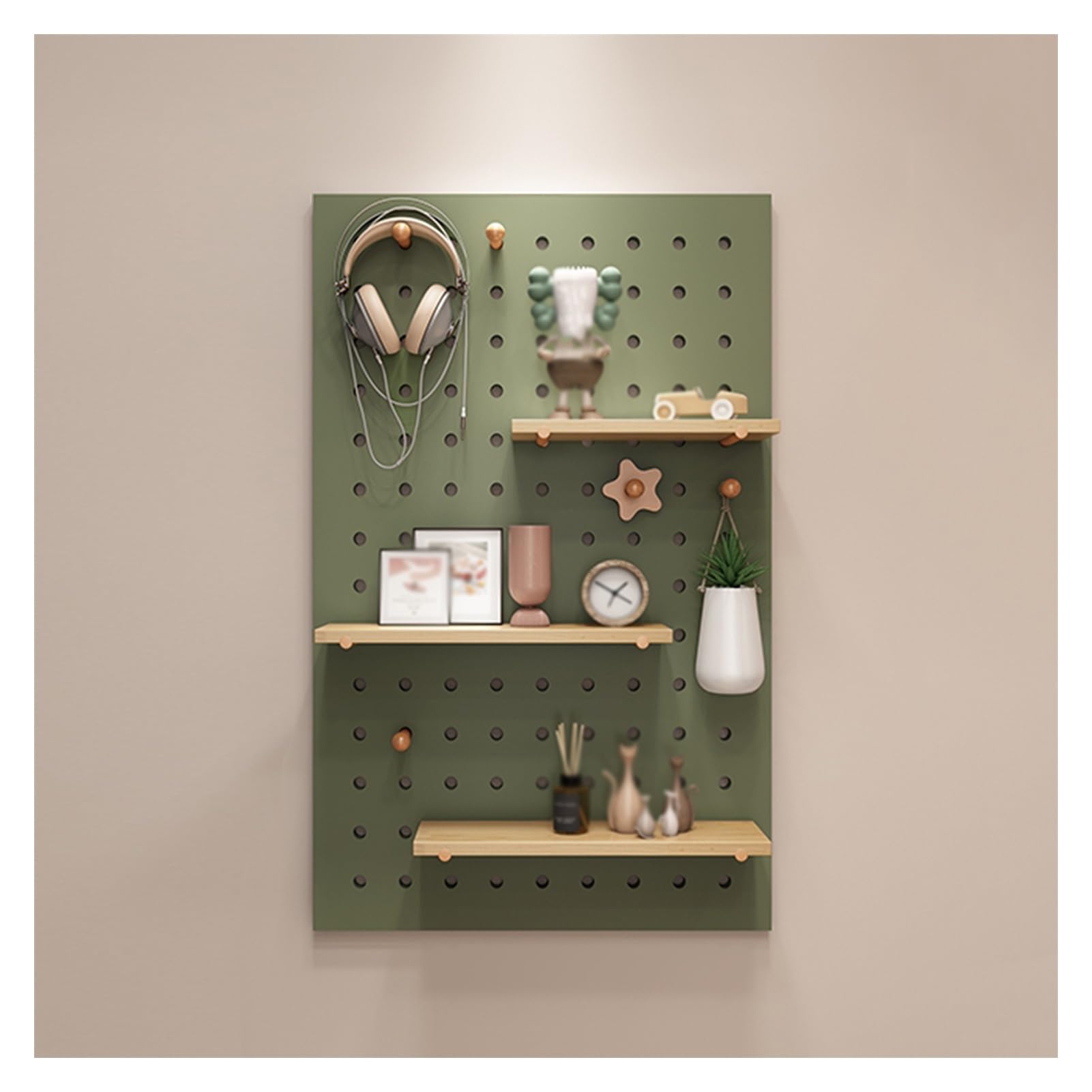 PFCDZDU Pegboard Wall Organizer Panels, Wall Mount Display Peg Boards Kit, Bedroom Study Office Bathroom Wall Display Storage Modular Combination Shelf (Color : Green, Size : 40x60cm)