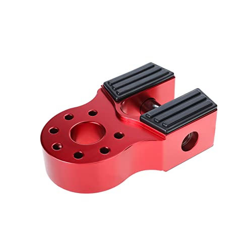 BTSHUB Winch Shackle, Flat Towing Hook Mount with Iron Pin & Rubber Guard, Universal Fit for Tow Haul Truck, ATV UTV Winch Lines Winch Hook(Red)