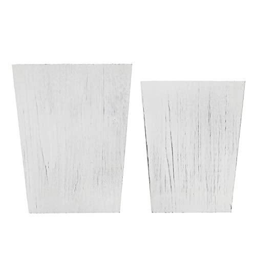 Farmlyn Creek 2 Piece Rustic Bathroom Trash Can Set with Handles for Bedroom, Living Room, Office (White-Washed, 2 Sizes)