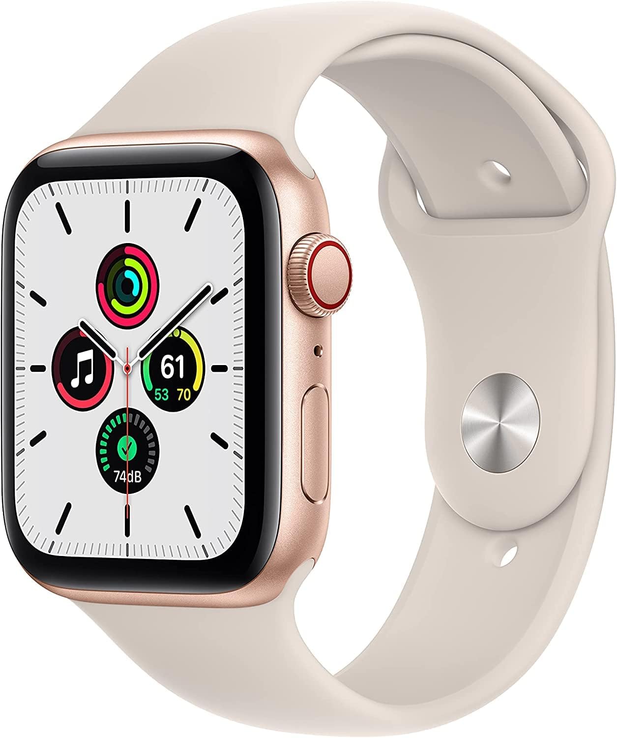 Apple Watch Series SE (GPS + Cellular, 44MM) Gold Aluminum/Starlight Band (Renewed)