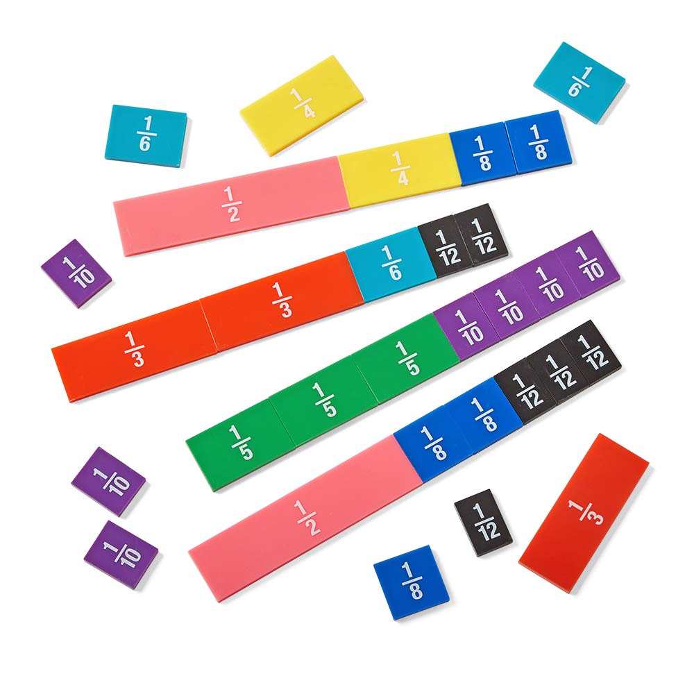 hand2mind Plastic Double-Sided Decimal and Fraction Tiles, Montessori Math Materials, Fraction Manipulatives, Unit Fraction, Fraction Bars Math Manipulatives, Homeschool Supplies (15 Sets of 51)