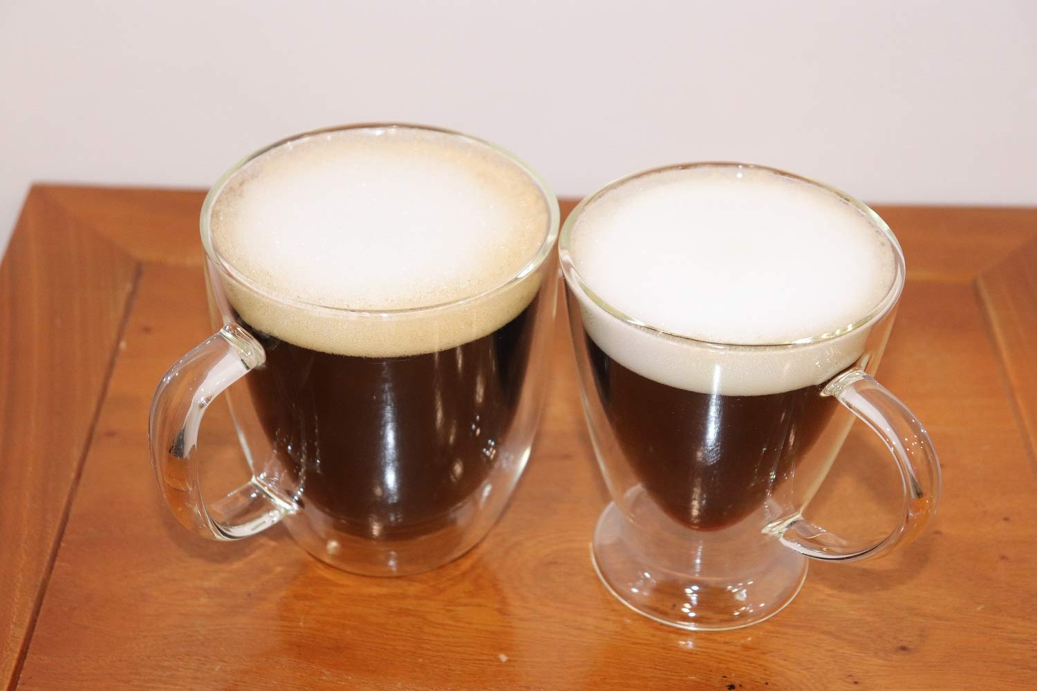 BothEarn Glass Coffee Mug Set of 2 - Double Wall Clear Espresso Cup with Large Handle, Great for Latte, Cappuccino and Juice, 19 Ounce (560 ml), BE026