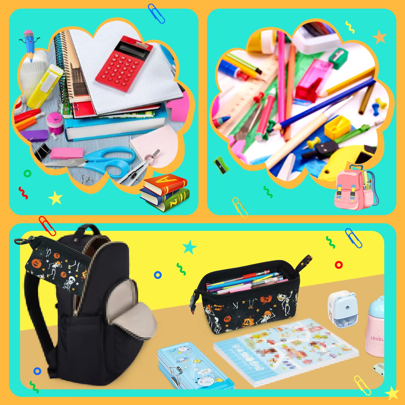 TYNGZEH Pencil Case Easy Grip Handle,Makeup Bag With Smooth Zipper, Halloween Multifunction Cosmetic Bag Durable Lightweight,Suitable For Boys, Girls And Adults