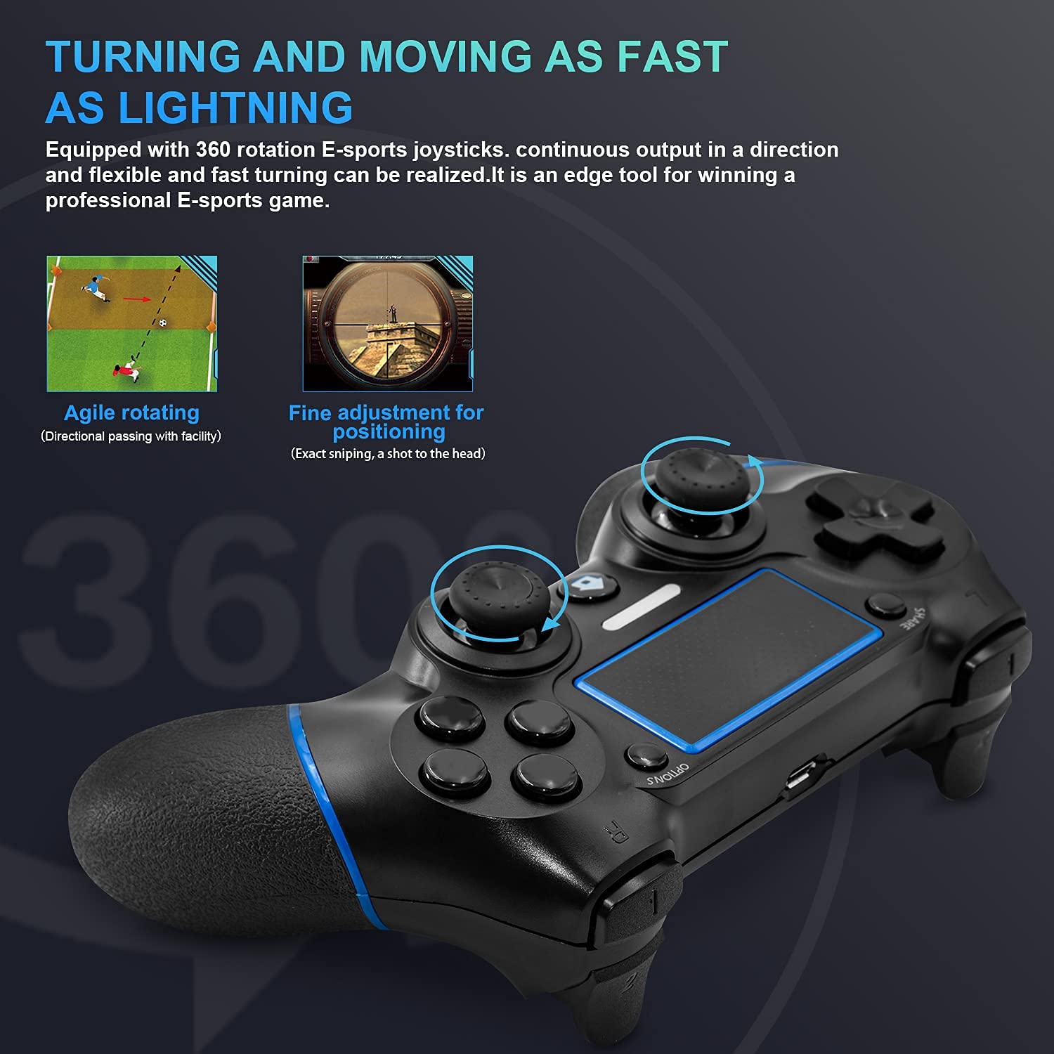 Anivia PS4 Wireless Controller, C200 Gamepad DualShock 4 Console for Playstation 4 Touch Panel Joypad with Dual Vibration Game Remote Control Joystick