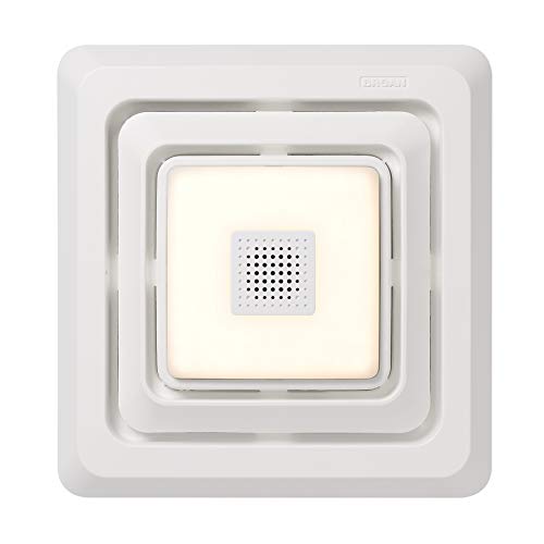 Broan-NuTone FG800SPK Bluetooth Speaker Bathroom Exhaust Grille Cover with LED Light, White Bath Fan