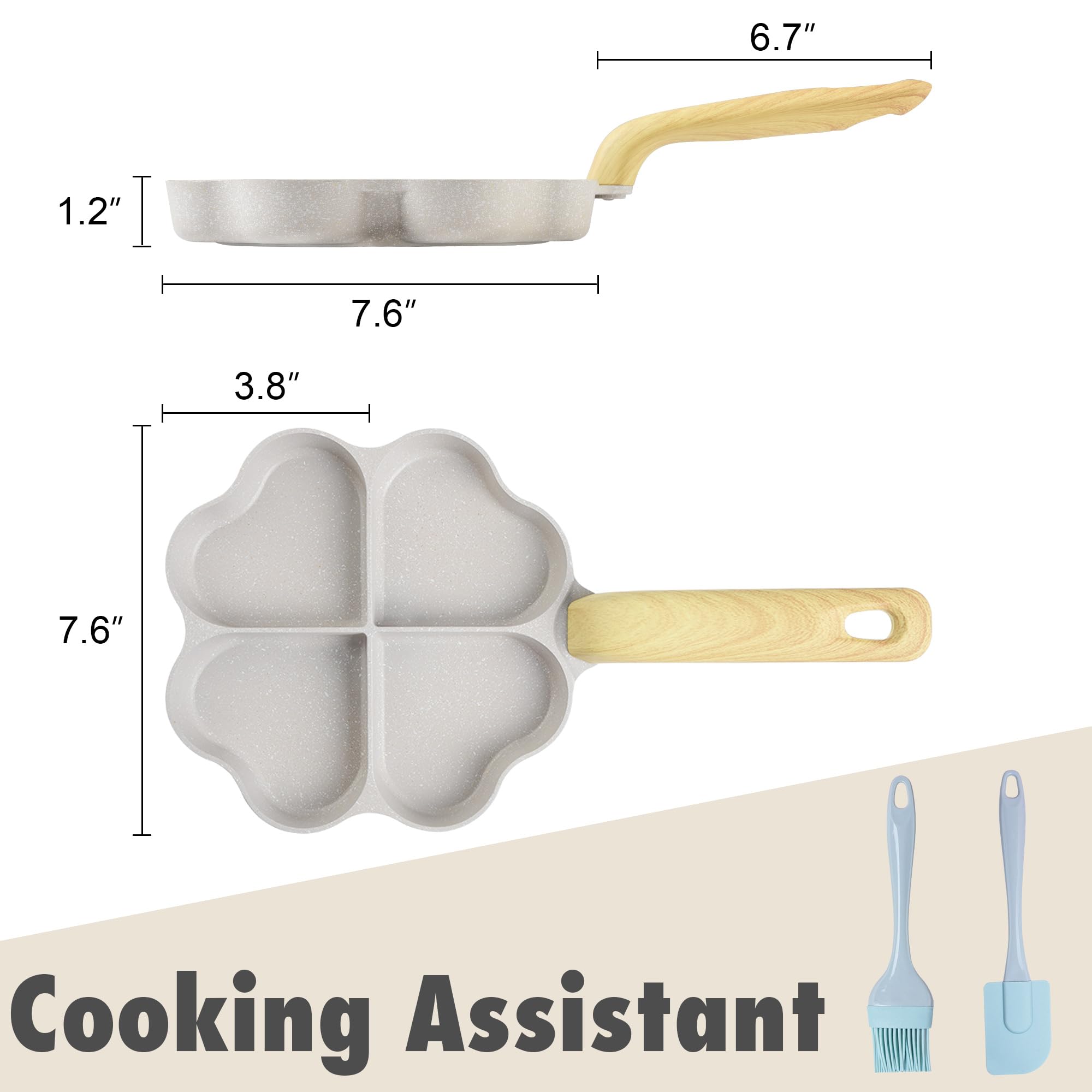 Caannasweis 4-Cup Nonstick Egg Frying Pan, Healthy Granite Omelette Pan Egg Cooker Pan Egg Skillet for Breakfast, Pancake, Plett pan, Crepe Pan