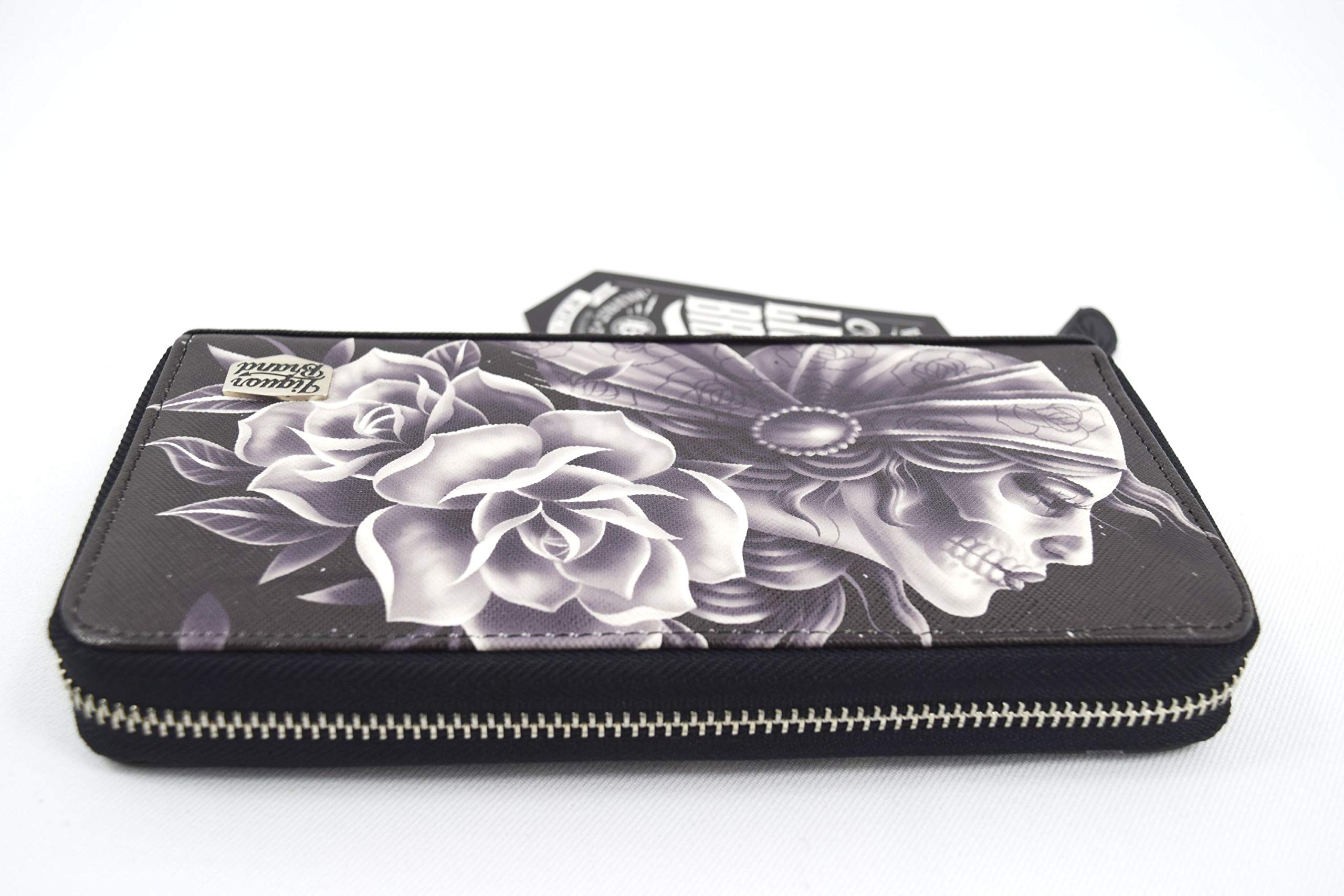 Liquor brand Gypsy Fortune Sugar Skull zip around clutch Wallet