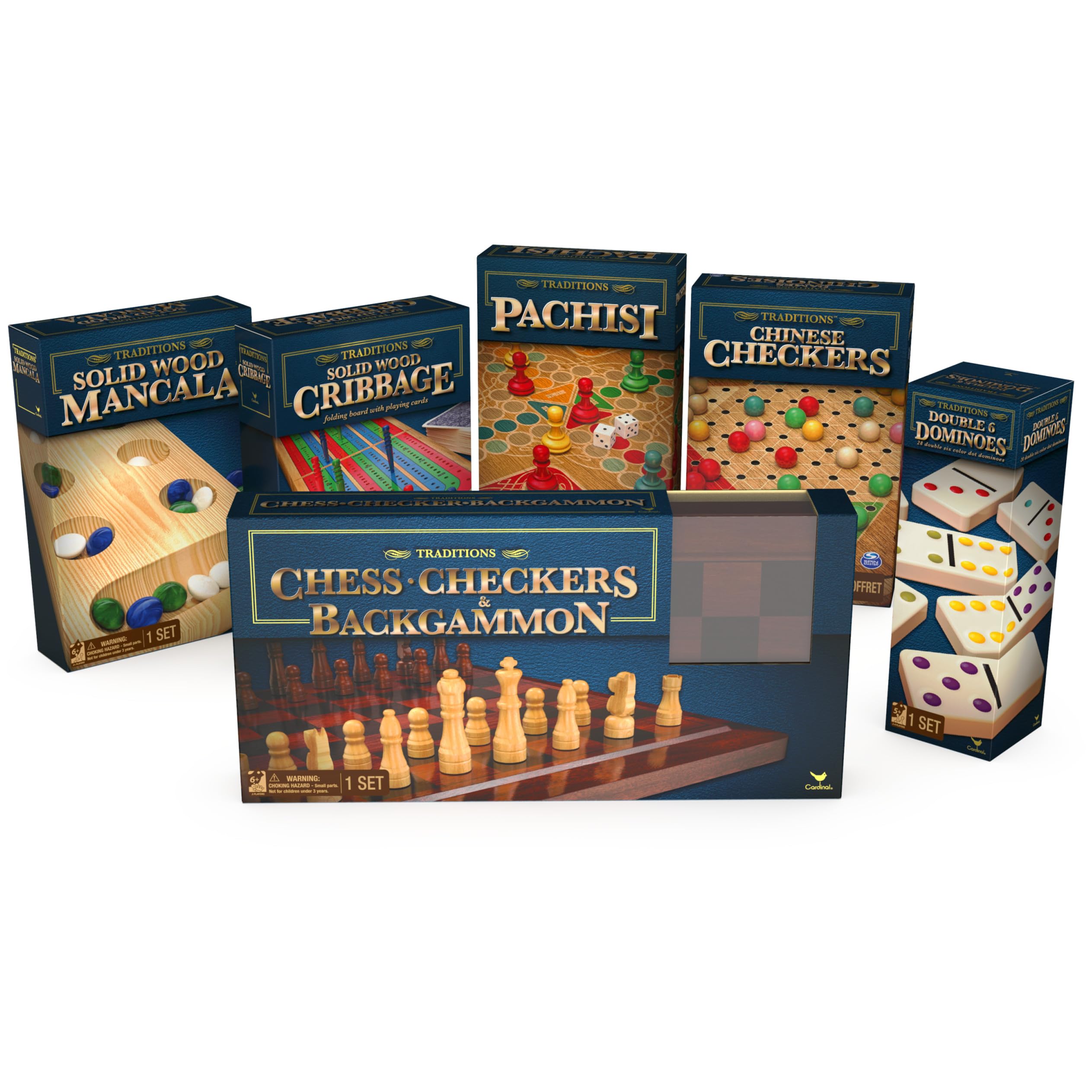 Spin Master Games, Classic Board Games 6-Pack Bundle, Chess Set, Family Game Night, Classic Games, Christmas Gifts for Kids, Kids Games, for Ages 6+
