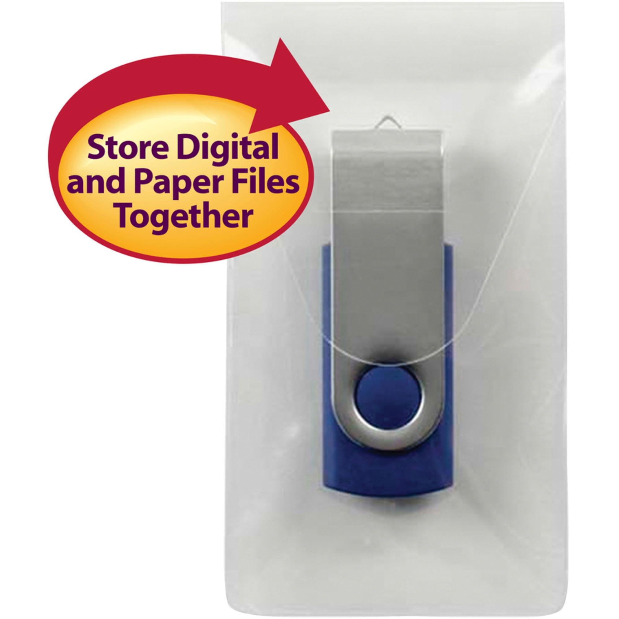 Smead 68150 USB Flash Drive Pocket, Poly,Self-Adhesv,2-Inch x3-9/16-Inch , 6/PK,CL