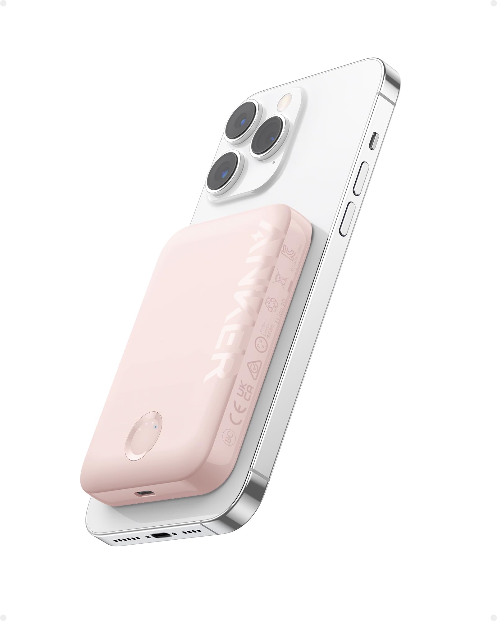 Anker 321 MagGo Battery (PowerCore Magnetic 5K), 5,000mAh Magnetic Wireless Portable Charger, Compatible with iPhone 15/15 Plus/15 Pro/15 Pro Max, iPhone 14/13/12 Series (Pink)