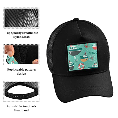 Boat Anchor Trucker Hat Black Hats for Men Woman Baseball Cap Fitted Snapback Hats Adjustable Strap Funny Hat