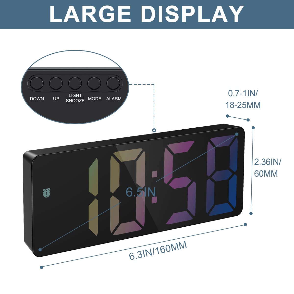 Ankilo Newest Digital Clock, LED Alarm Clock for Bedroom, Electronic Desktop Clock with Temperature Display, Adjustable Brightness, Voice Control, 12/24H, Small Clock for Bedroom(No Battery&Adapter)