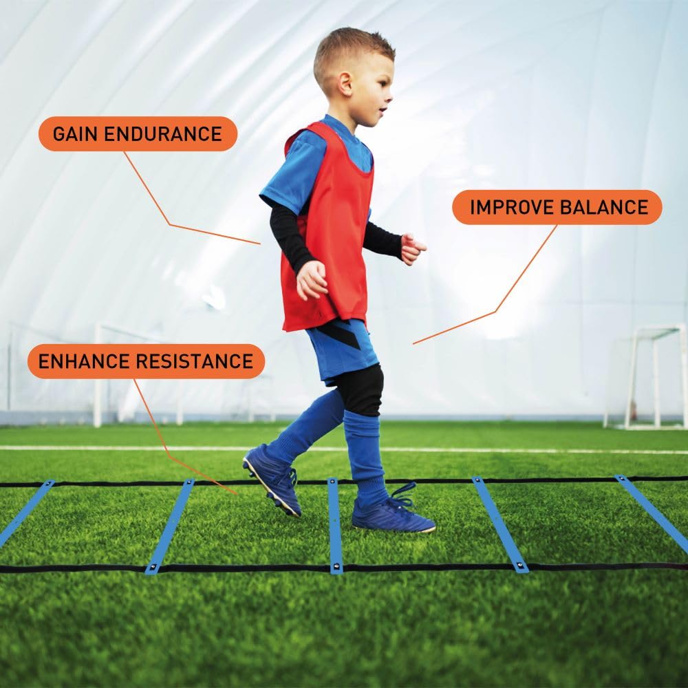 Athletivi Agility Training Equipment Set for Proffesional Training, Adults, Youth & Kids. Soccer & Footbal Training Set with Fixed-Rung Ladder - Enhance Speed, Power & Strength. (Orange Set)
